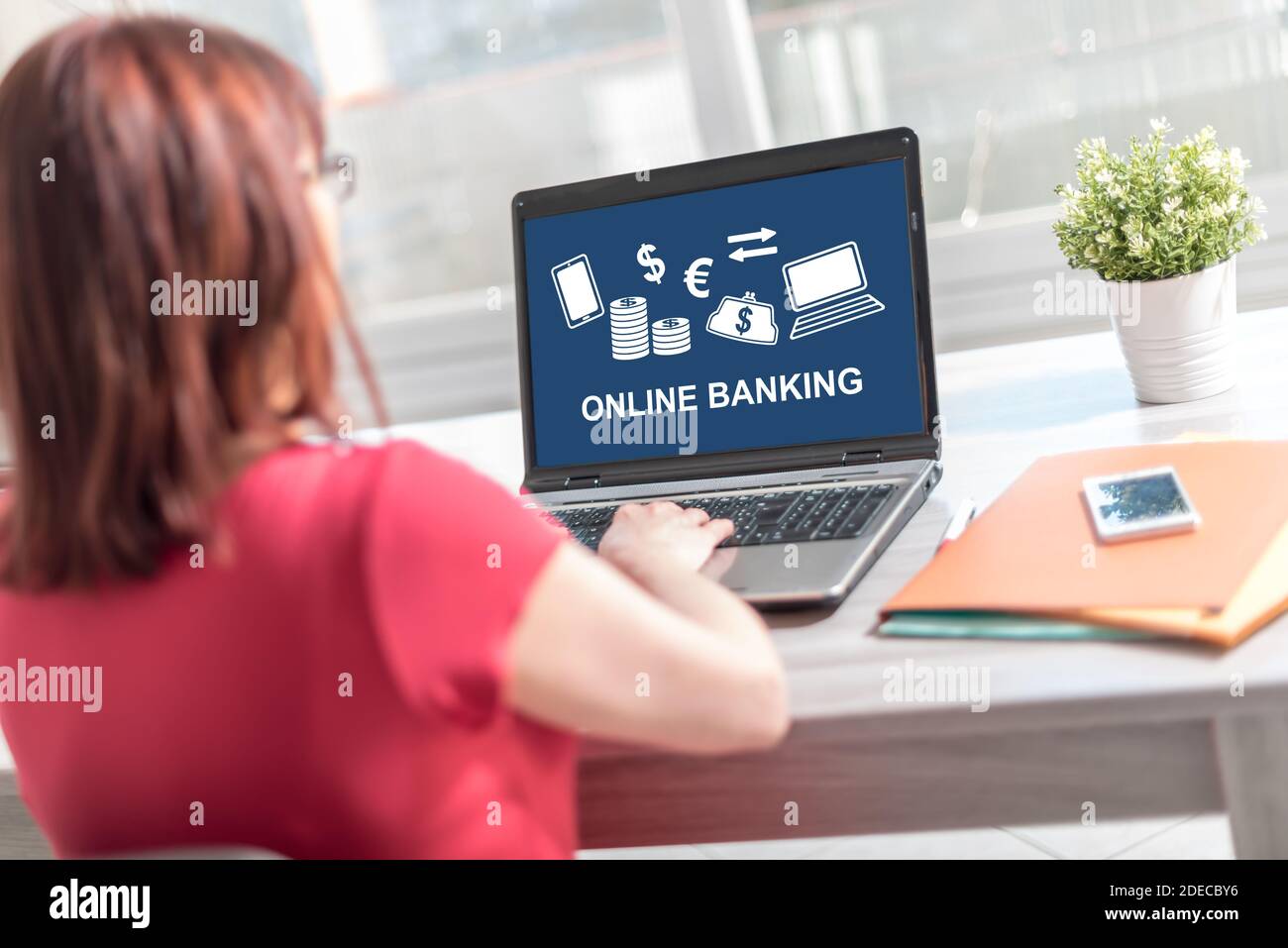 Laptop screen displaying an online banking concept Stock Photo - Alamy