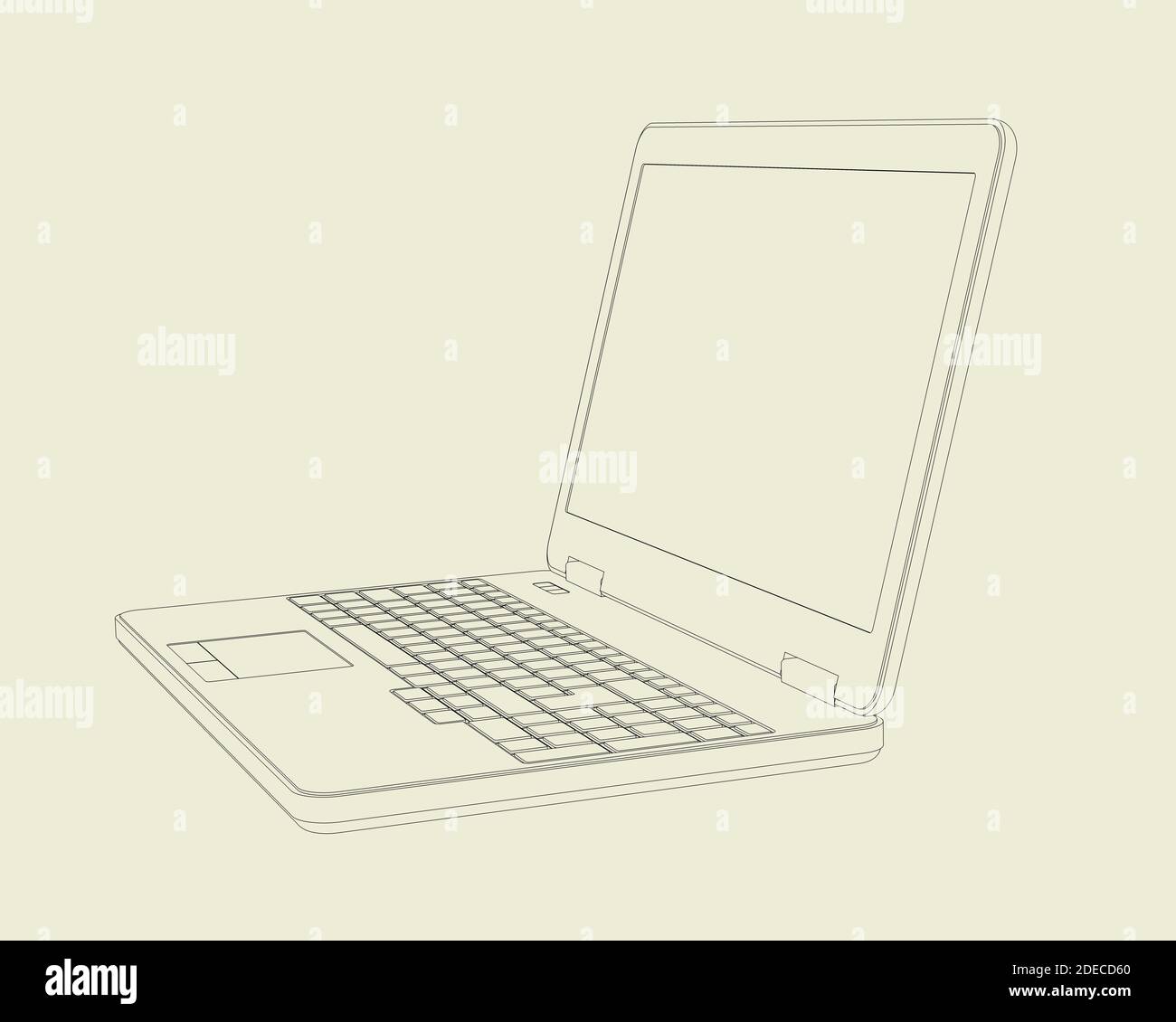 3D Drawing of Laptop Computer line on white background Stock Photo - Alamy
