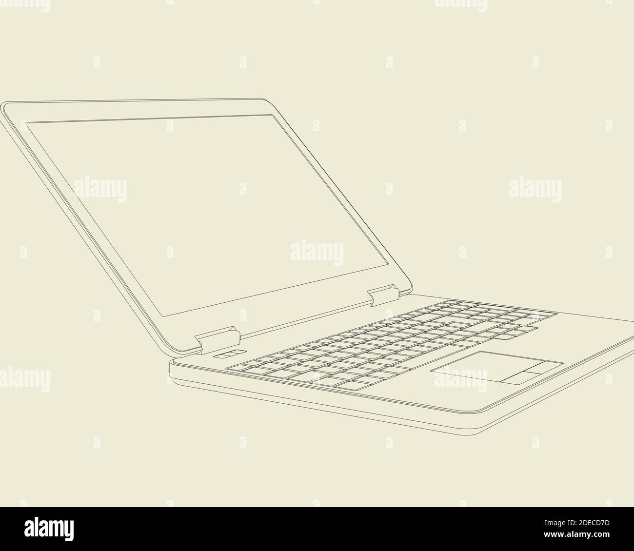 3D Drawing of Laptop Computer line on white background Stock Photo - Alamy