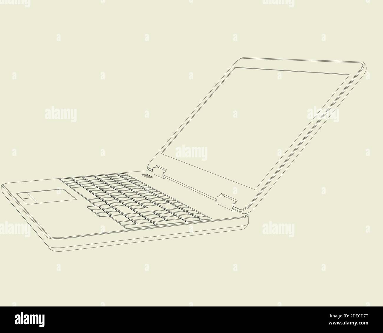 3D Drawing of Laptop Computer line on white background Stock Photo - Alamy