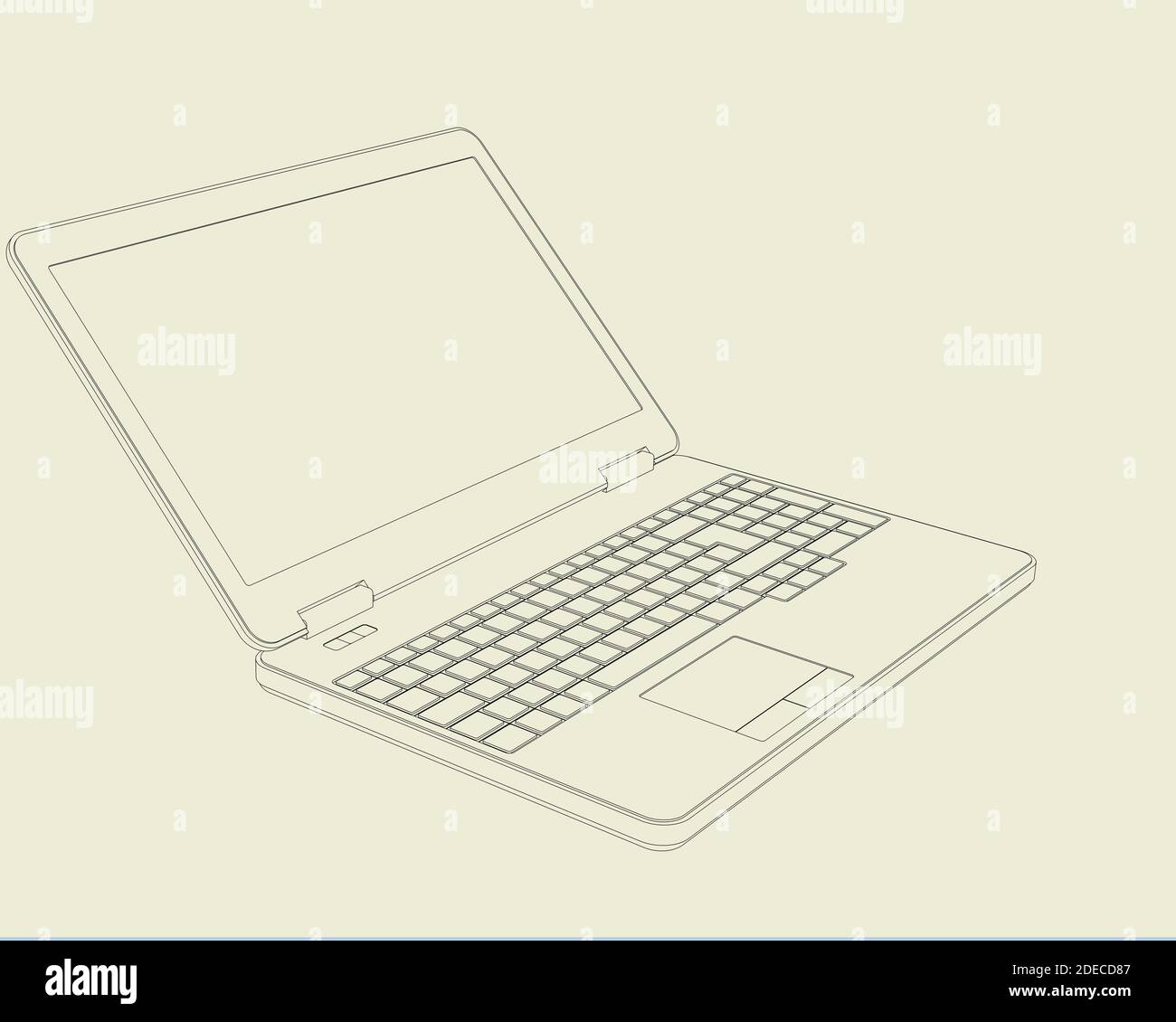 3D Drawing of Laptop Computer line on white background Stock Photo - Alamy