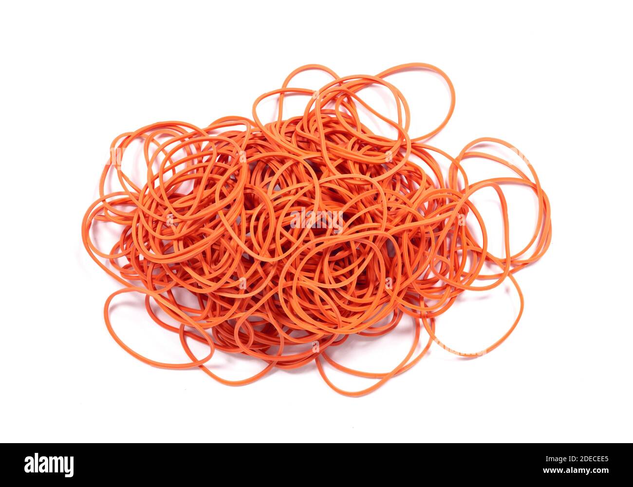Red rubber elastics isolated on a white background Stock Photo - Alamy