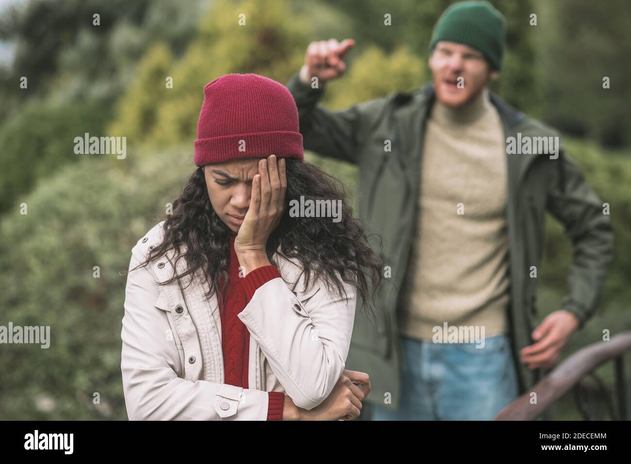 Angry man yelling at his female partner Stock Photo - Alamy