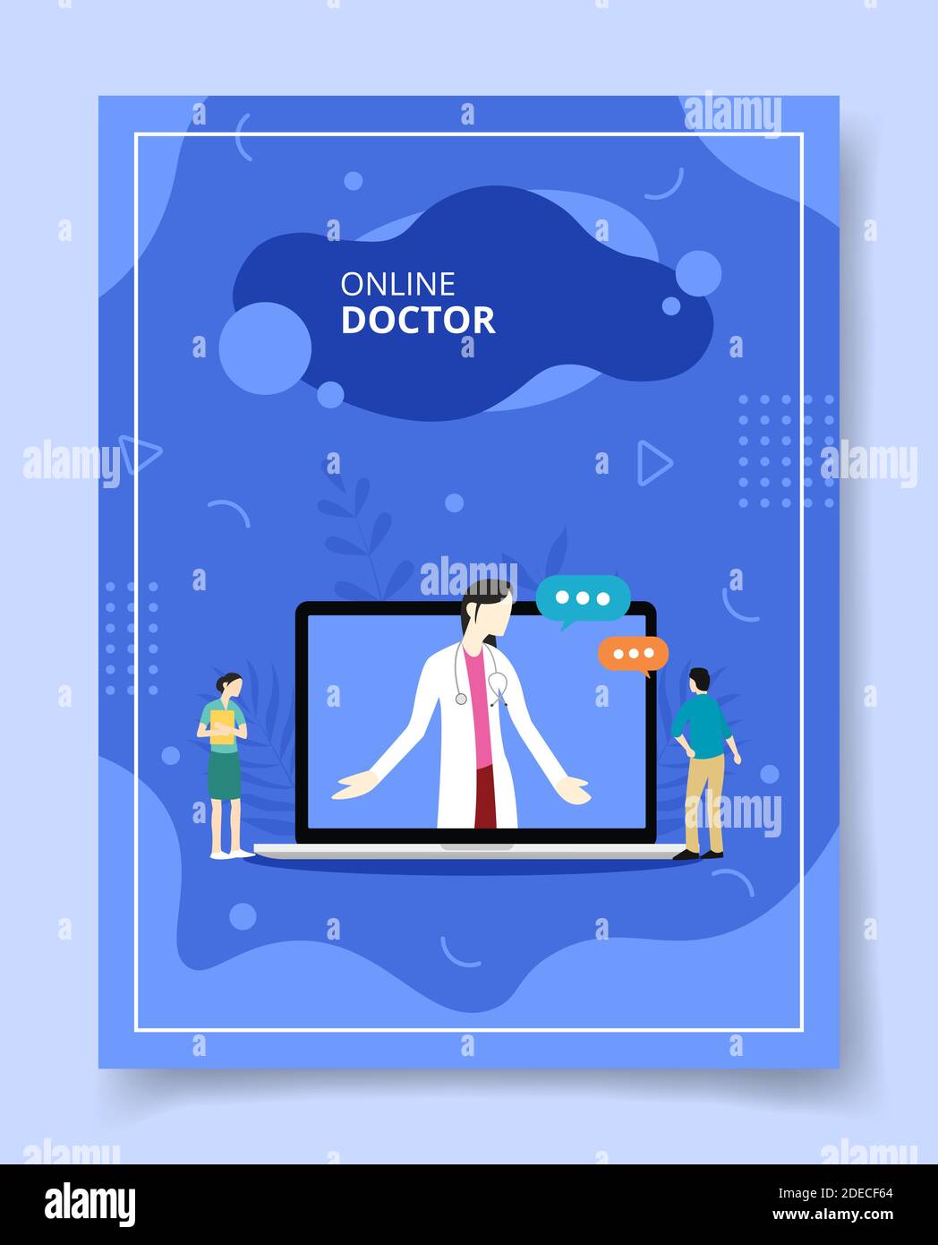 online doctor people standing around laptop doctor in screen display ...