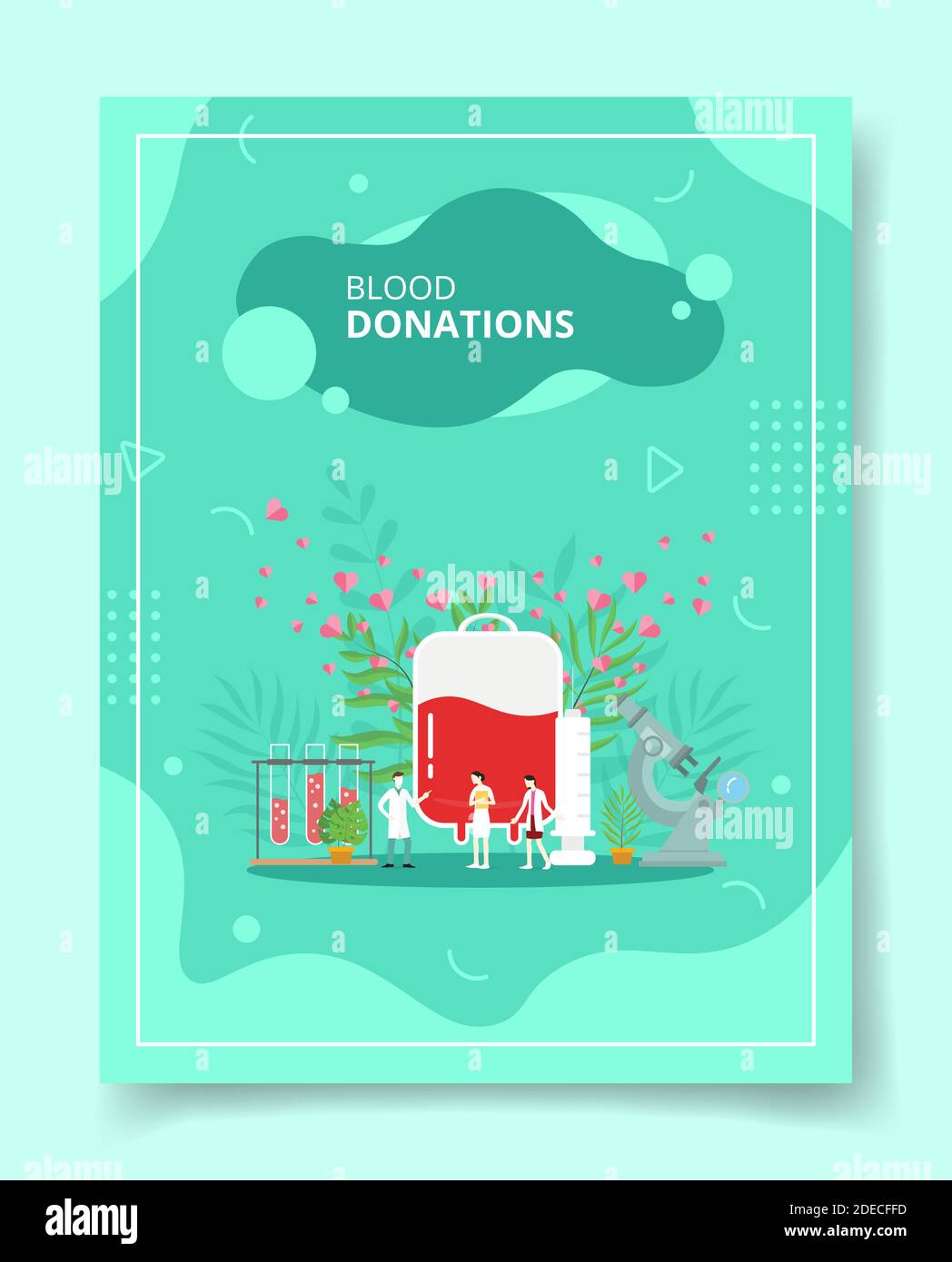 blood donation people standing front blood pack for template of banners ...