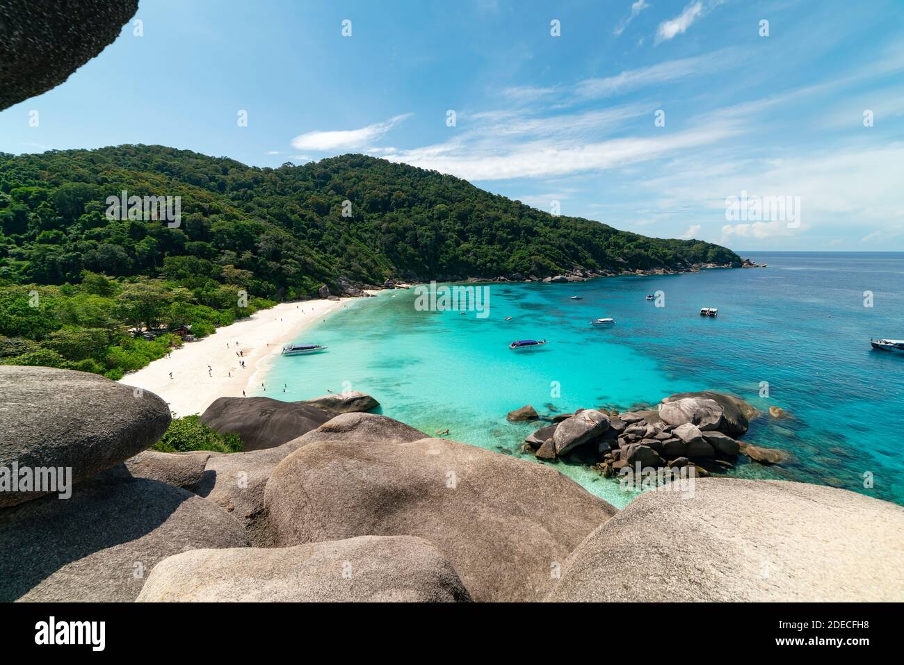 Beautiful sandy beach with wave crashing on sandy shore at Similan ...