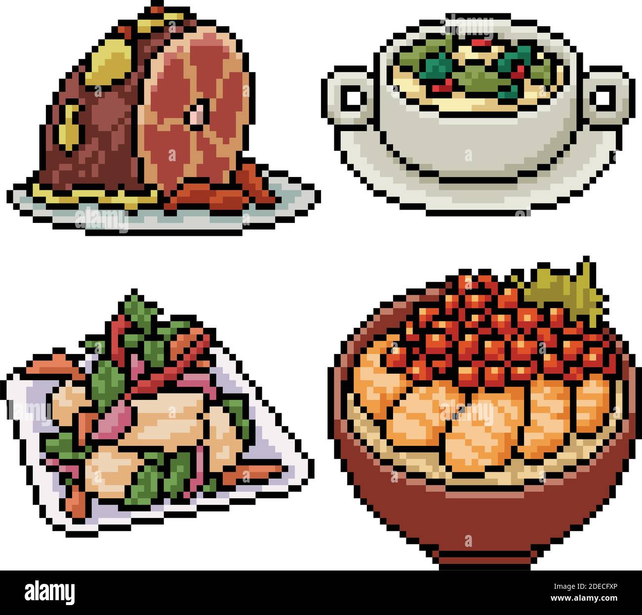 pixel art set isolated asian restaurant Stock Vector Image & Art - Alamy