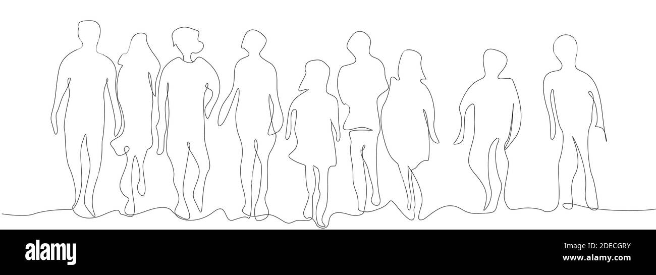 Silhouettes Group of People in a Row. Vector Stock Vector Image & Art ...