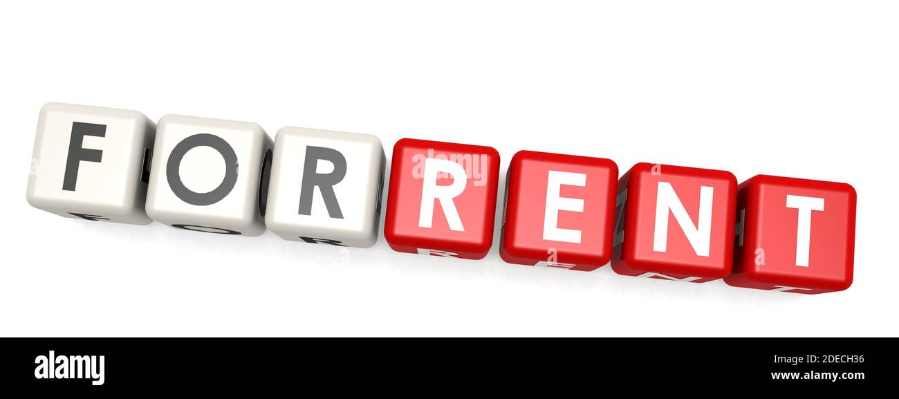 For rent word concept on cube block isolated, 3d rendering Stock Photo ...