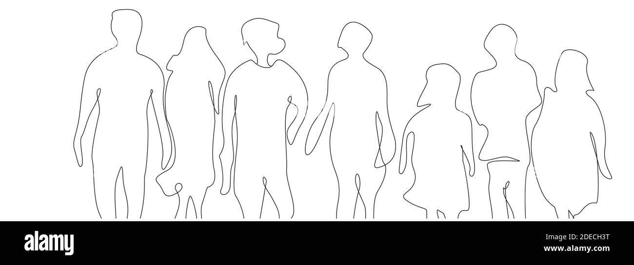 Silhouettes Group of People in a Row. Vector Stock Vector Image & Art ...