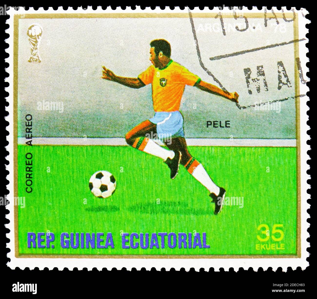 MOSCOW, RUSSIA - OCTOBER 17, 2020: Postage stamp printed in Equatorial ...