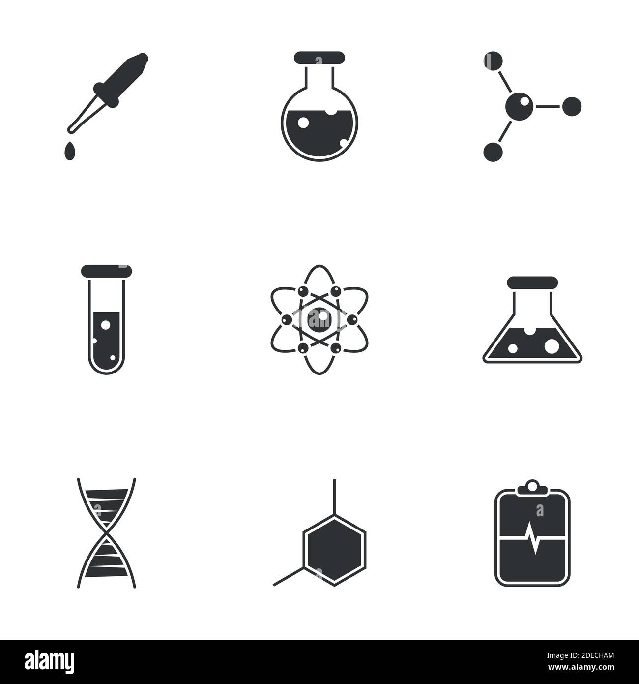 Science laboratory icons design Black and White Stock Photos & Images ...