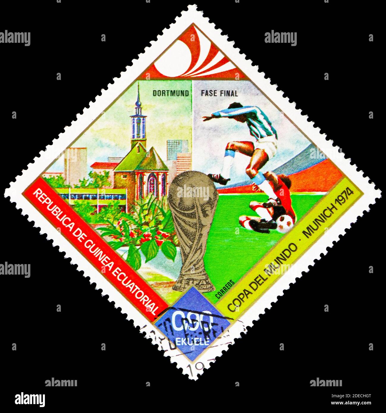 MOSCOW, RUSSIA - OCTOBER 17, 2020: Postage stamp printed in Equatorial ...