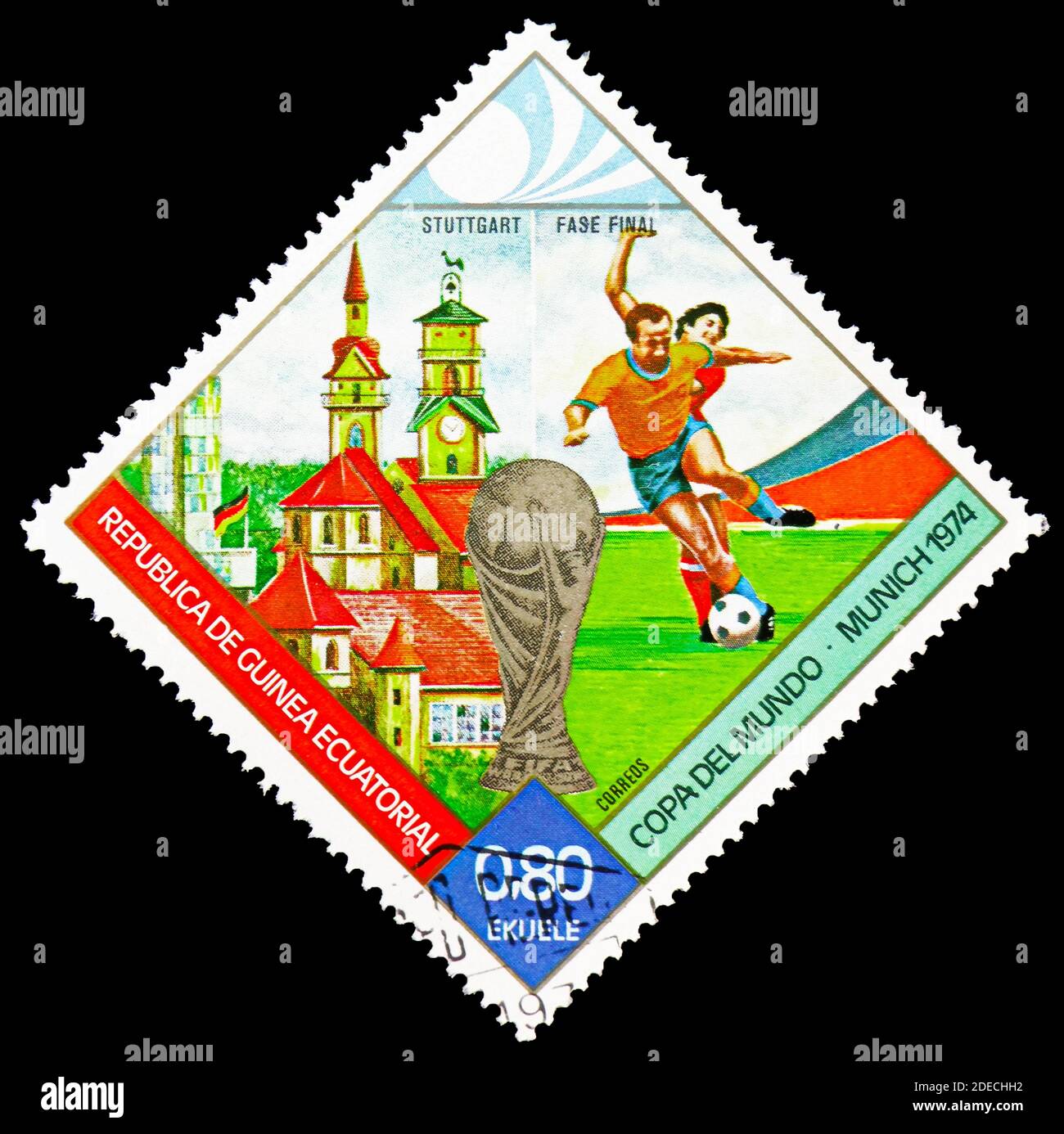 MOSCOW, RUSSIA - OCTOBER 17, 2020: Postage stamp printed in Equatorial ...