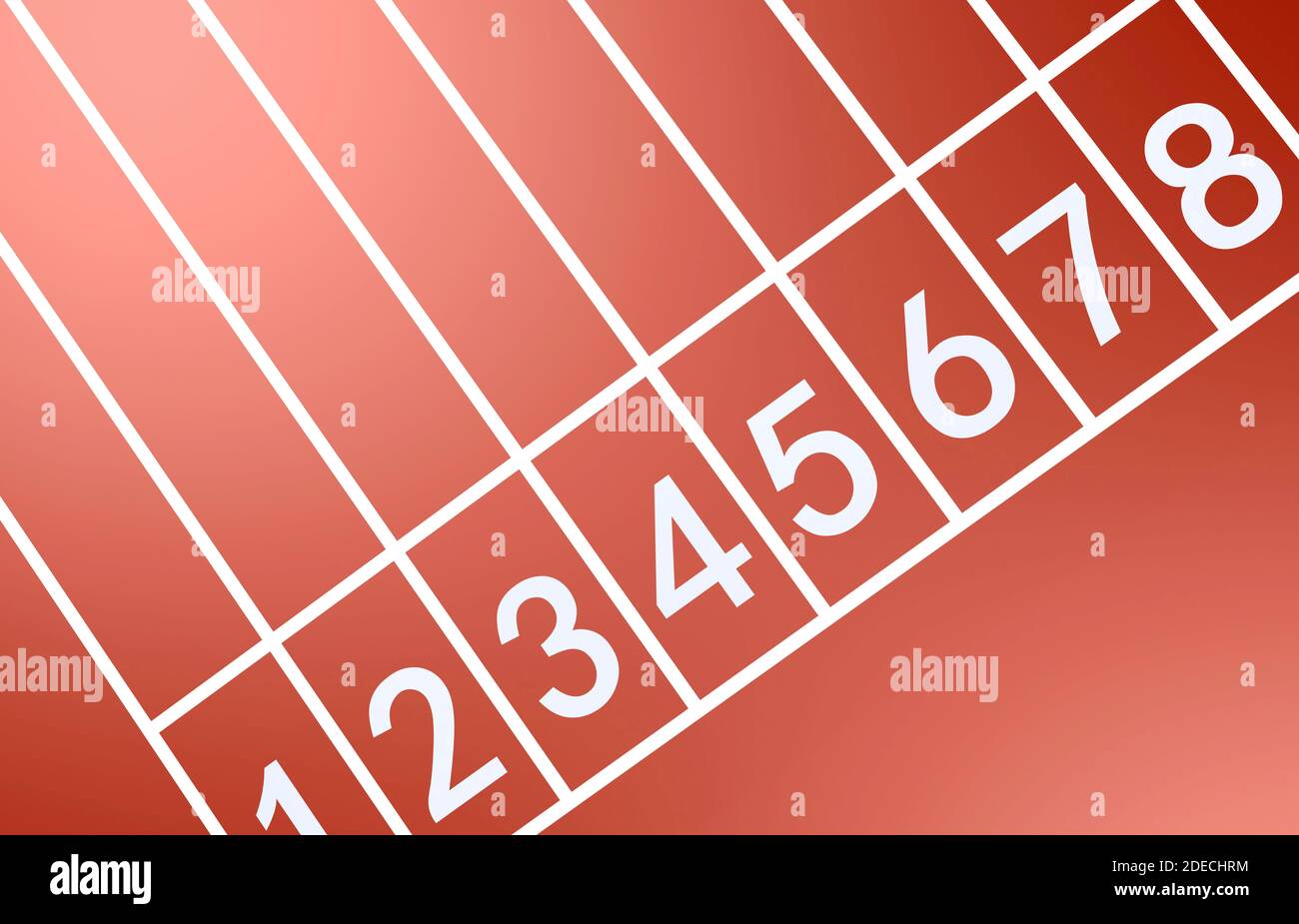 Red running track starting line with number, 3D rendering Stock Photo ...