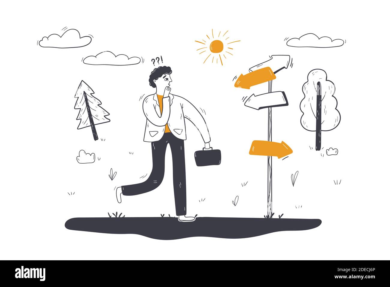 Business Direction Choice Dilemma Concept Thoughtful Confused
