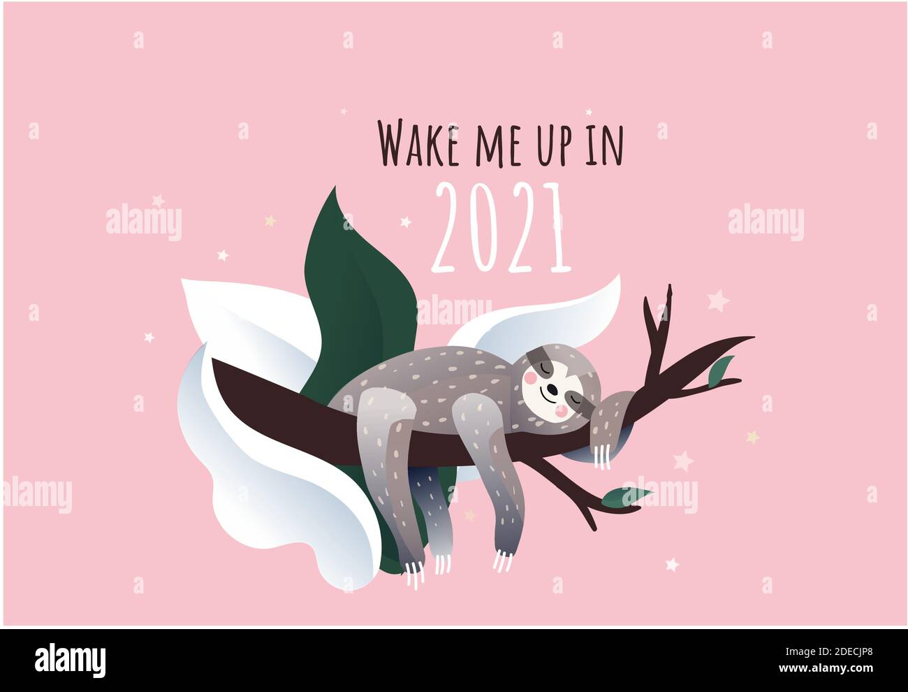 Cute lazy sloth sleeping on a branch Stock Vector Image & Art - Alamy