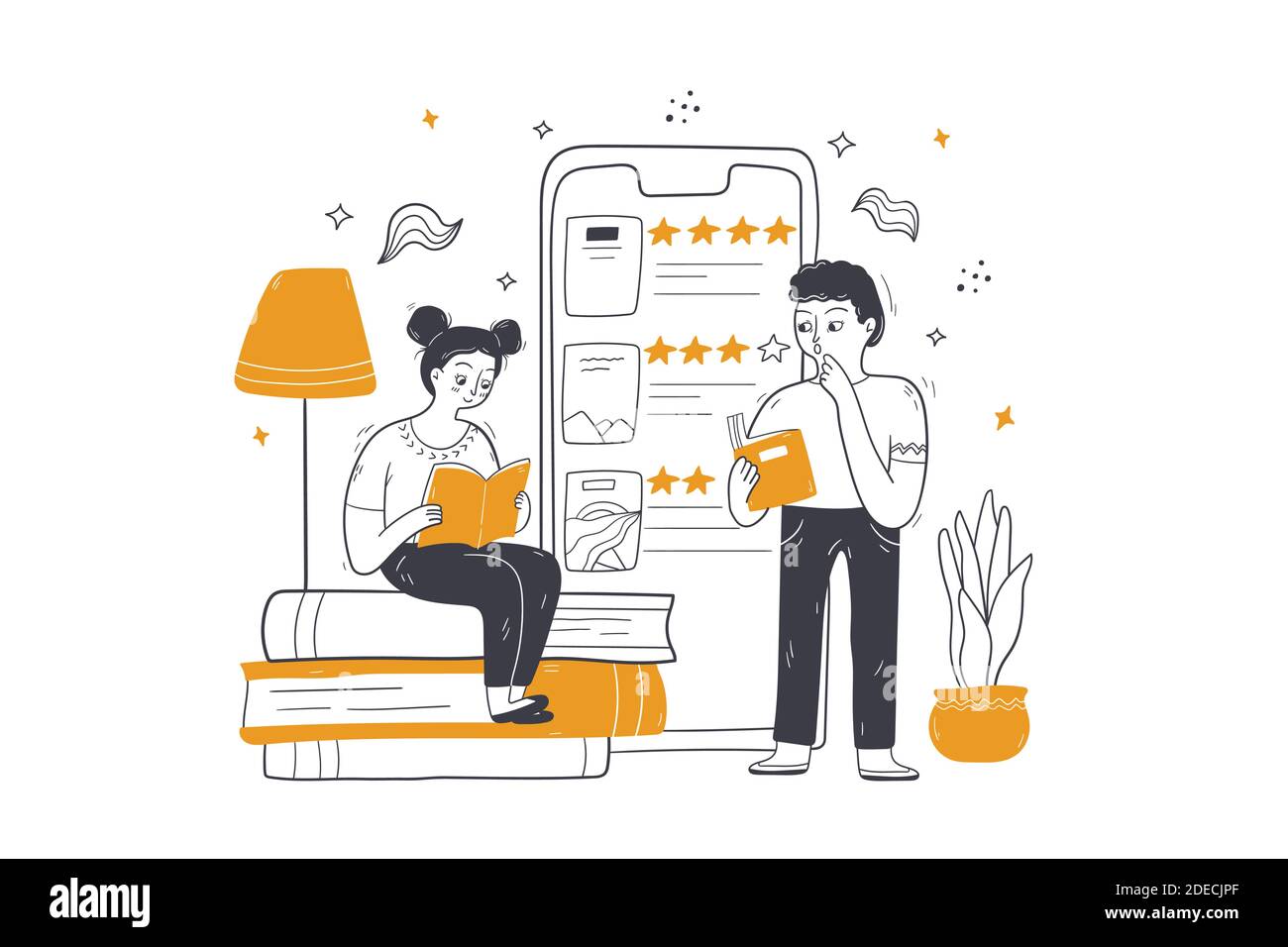 Online education, elearning, remote knowledge concept. Man woman teens ...