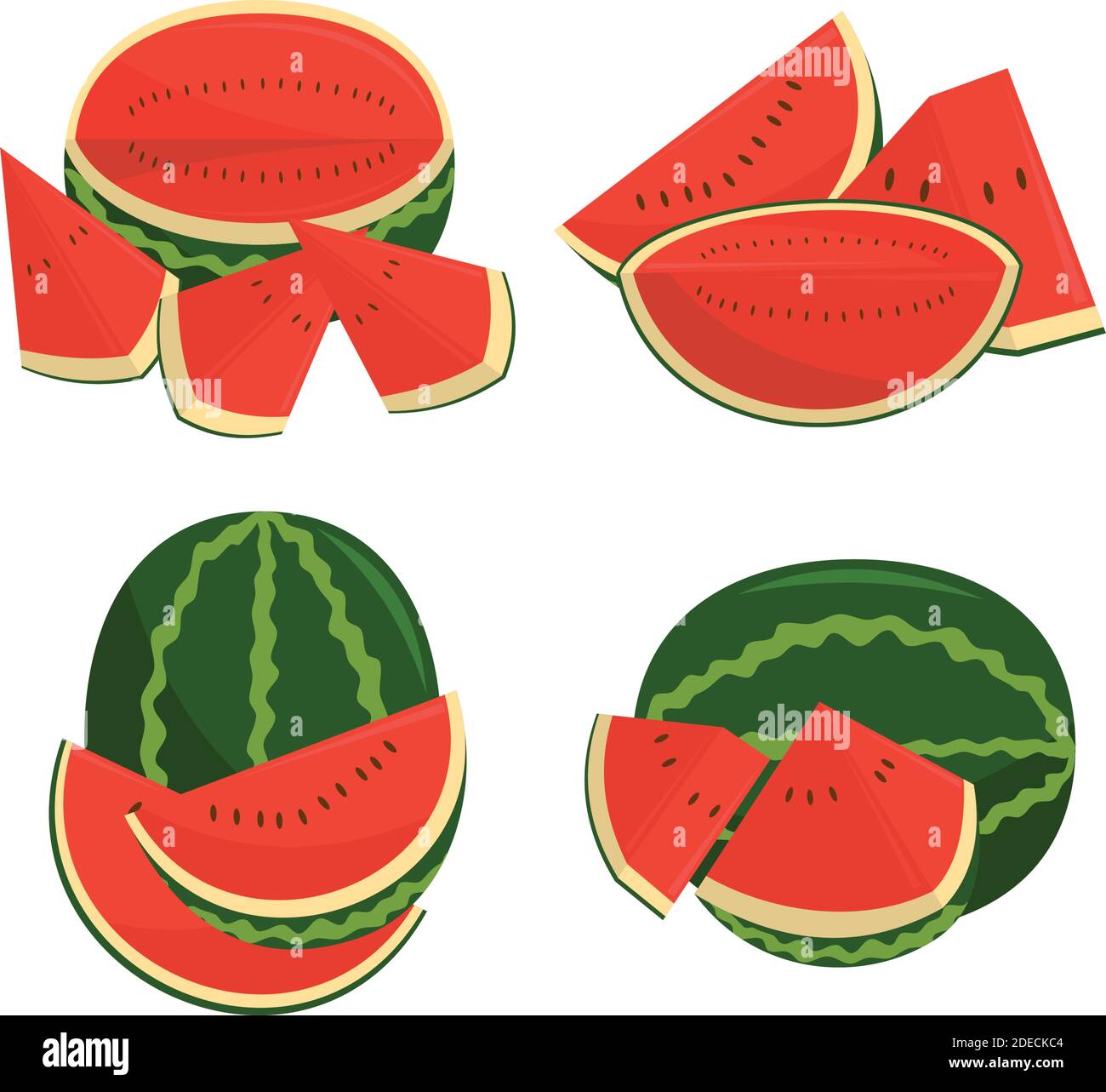 Watermelon Fruit and pieces Illustration Stock Vector Image & Art - Alamy