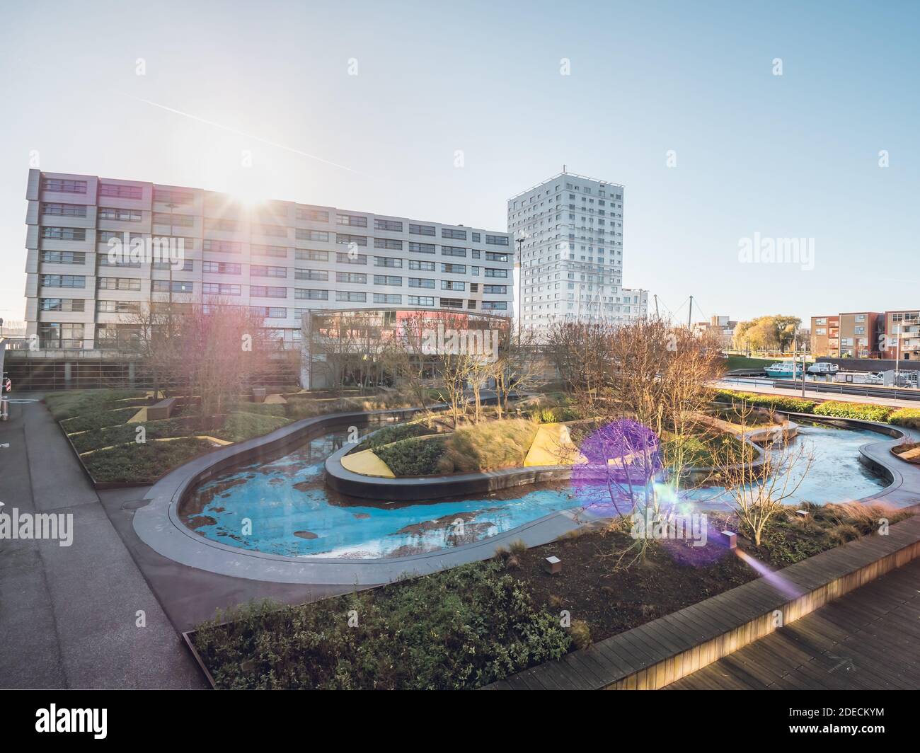 Modern architecture in the center of Almere city in The Netherlands ...