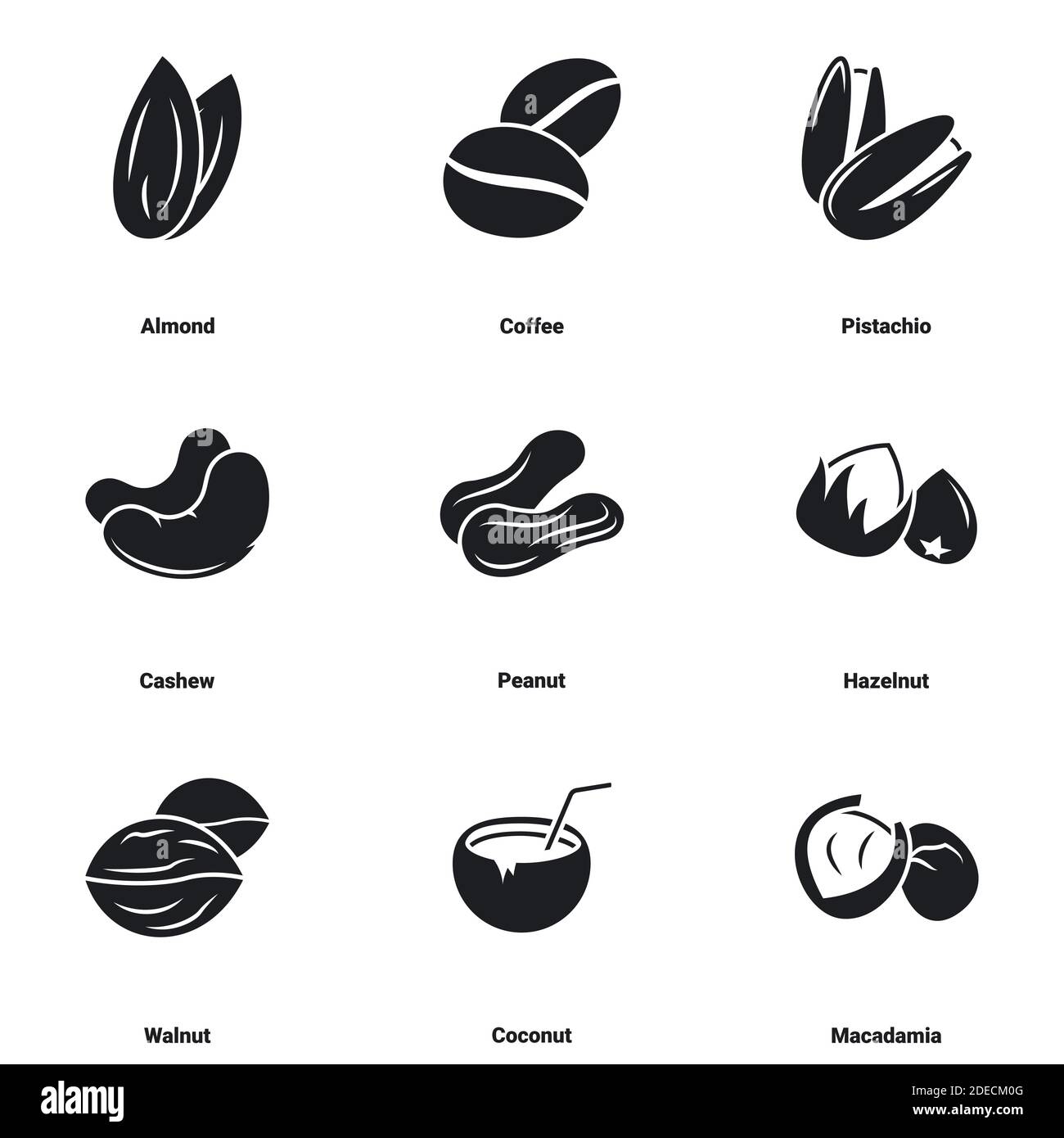 Icons for theme Nuts. White background Stock Vector Image & Art - Alamy