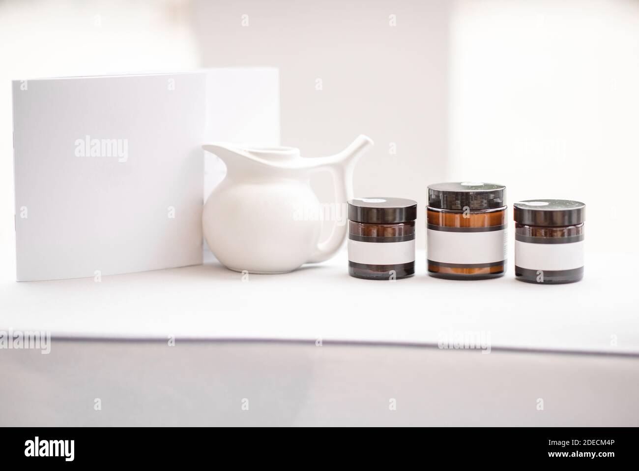 Composition of a glass bottles with empty stickers to copy paste and ...