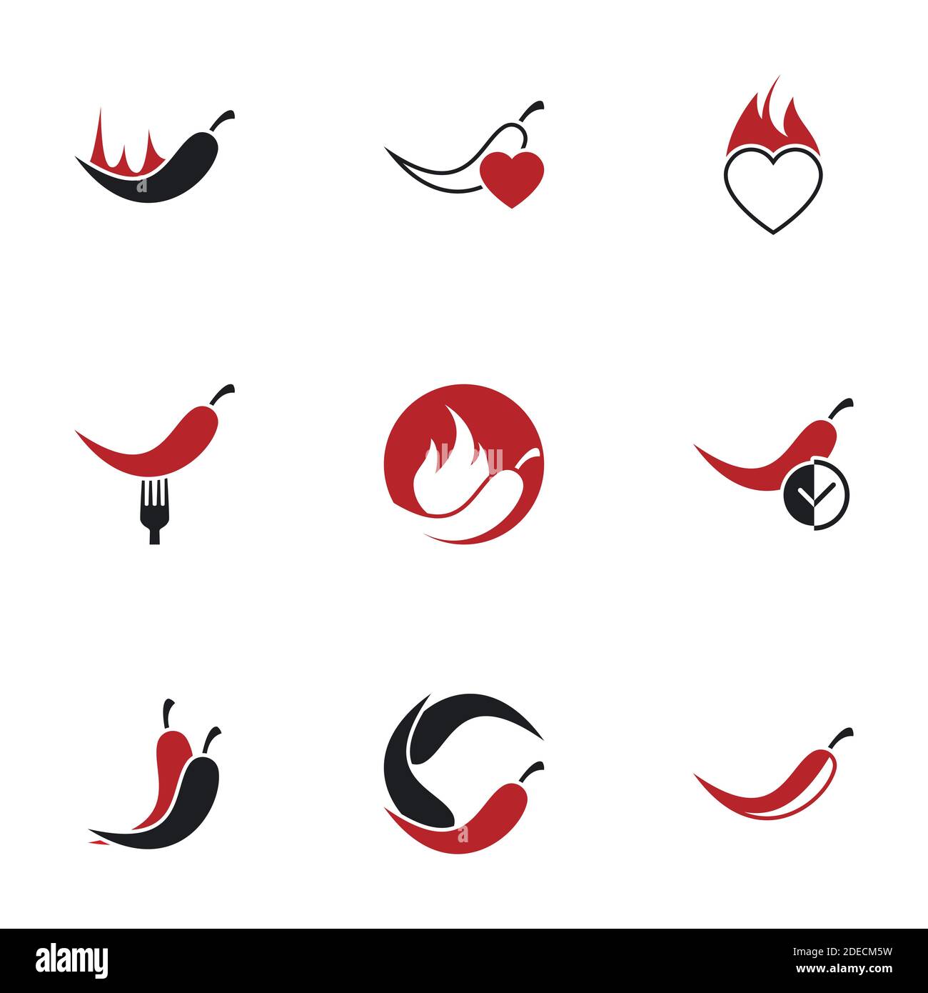 Spicy chili pepper icons Cut Out Stock Images & Pictures - Alamy