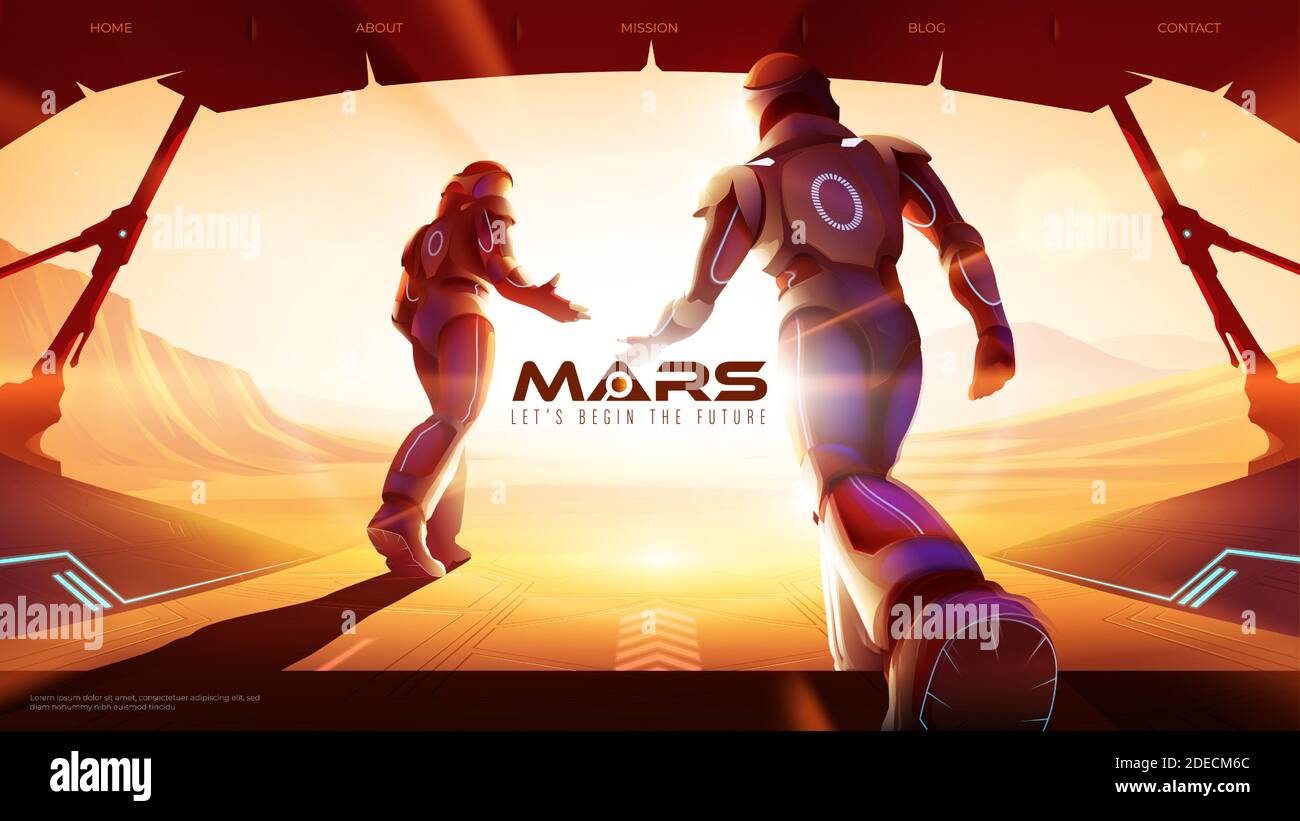 Vector illustration of two astronauts are walking out from the ...