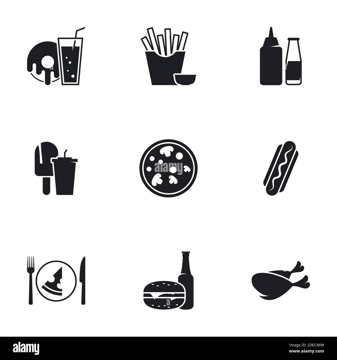 Icons for theme fast food. White background Stock Vector Image & Art ...