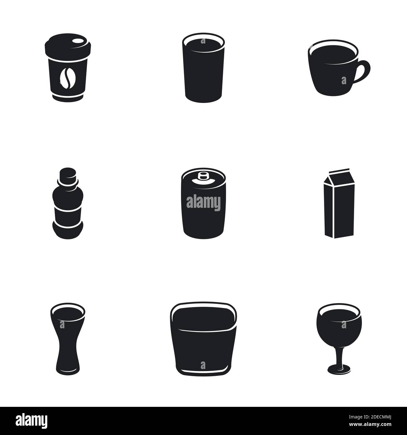 Icons for theme beverages, vector, icon, set. White background Stock ...