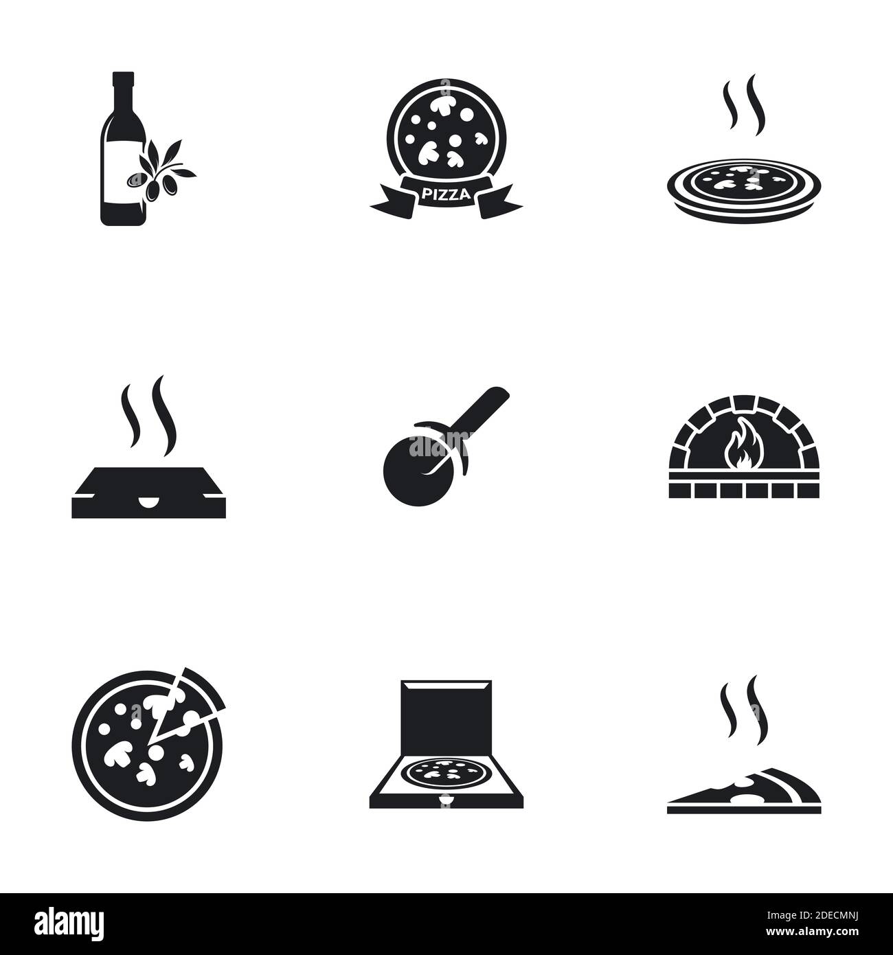 Icons for theme pizza , vector, icon, set. White background Stock ...