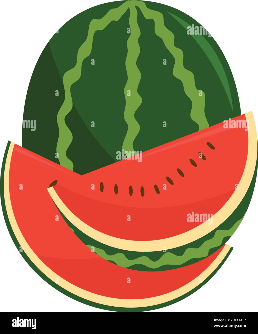 Watermelon Fruit and pieces Illustration Stock Vector Image & Art - Alamy