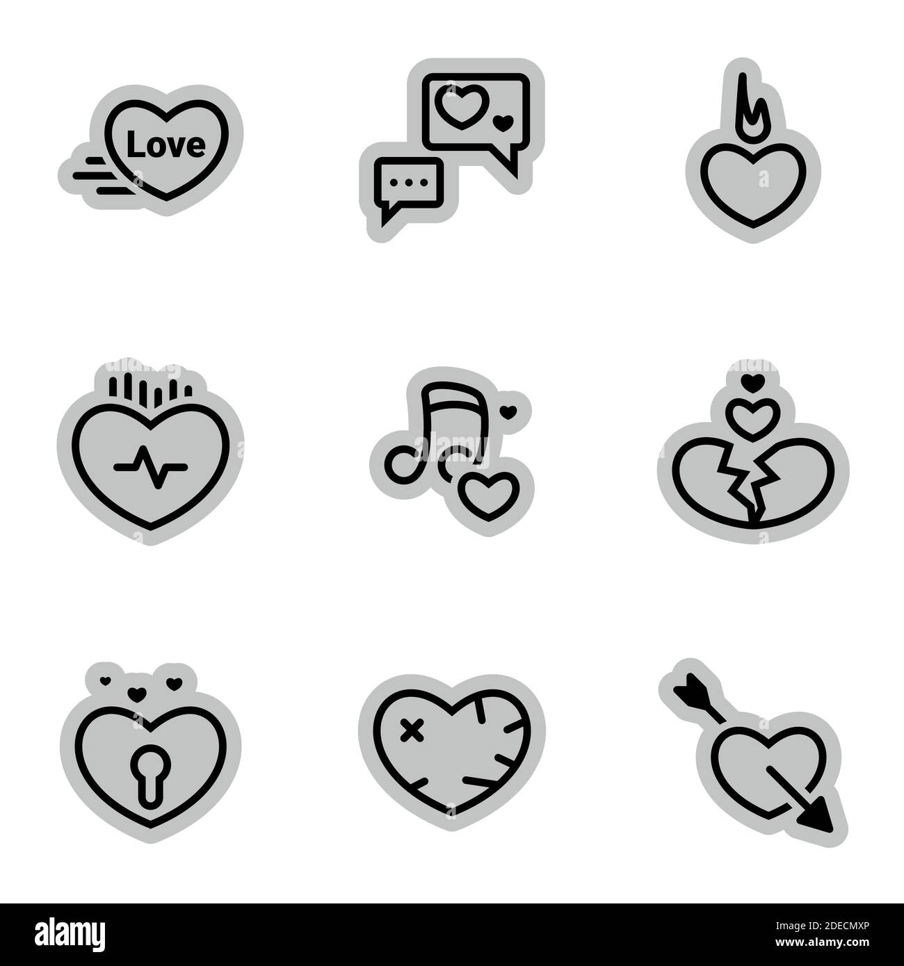 Icons for theme Heart, love, relationship, vector, icon, set. White ...