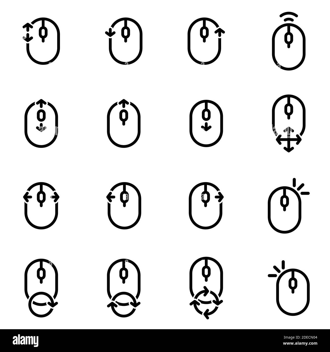 Set of simple icons on a theme Computer mouse, control, gestures ...