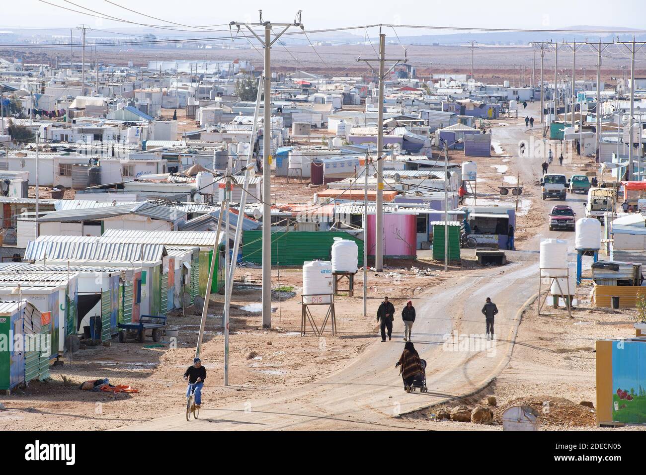 A view of Zaatari refugee camp. Zaatari located in north Jordan close ...