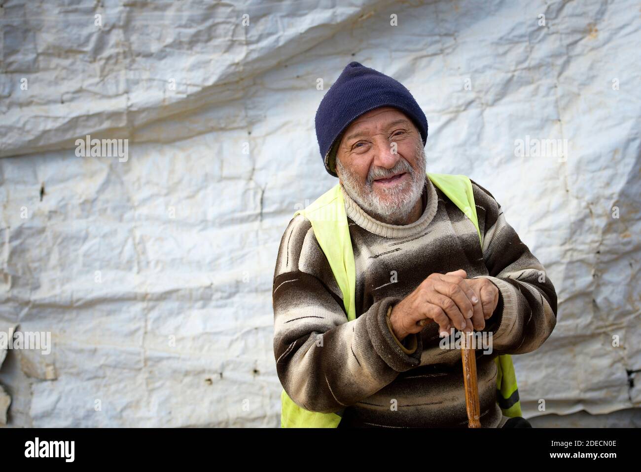 A Syrian old man at Zaatari refugee camp in Jordan on 2018-12-15 Stock ...