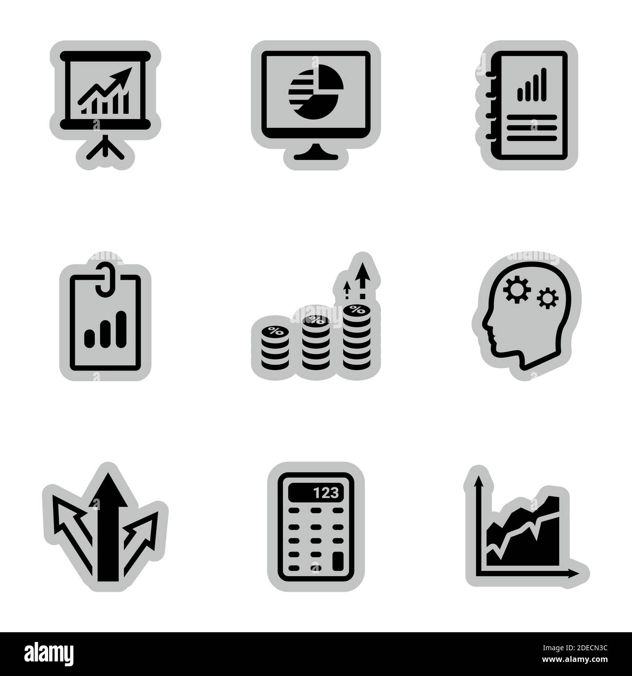 Icons for theme business, vector, icon, set. White background Stock ...