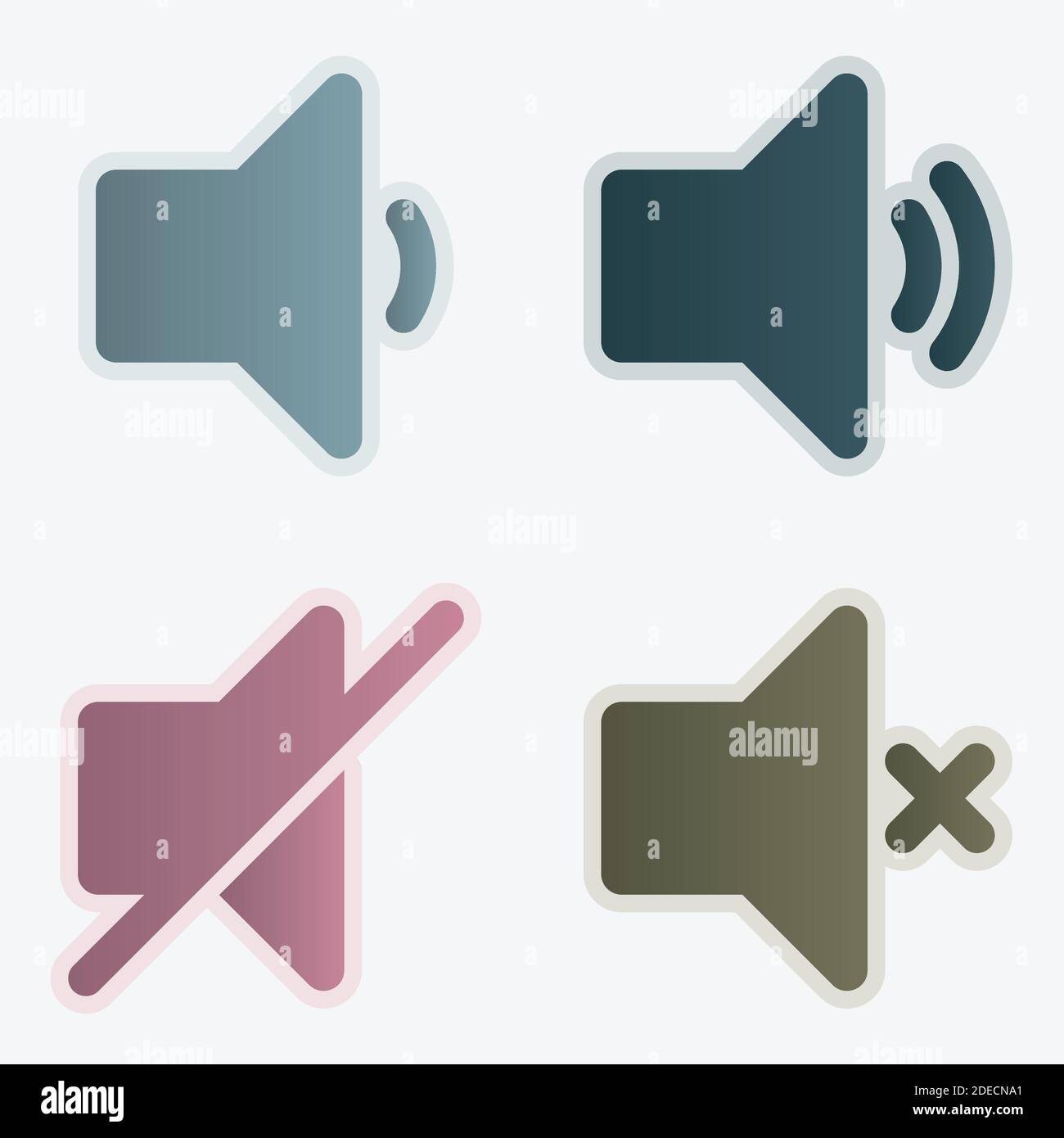 Vector illustration on a theme Loudspeaker, button, sound, music Stock ...