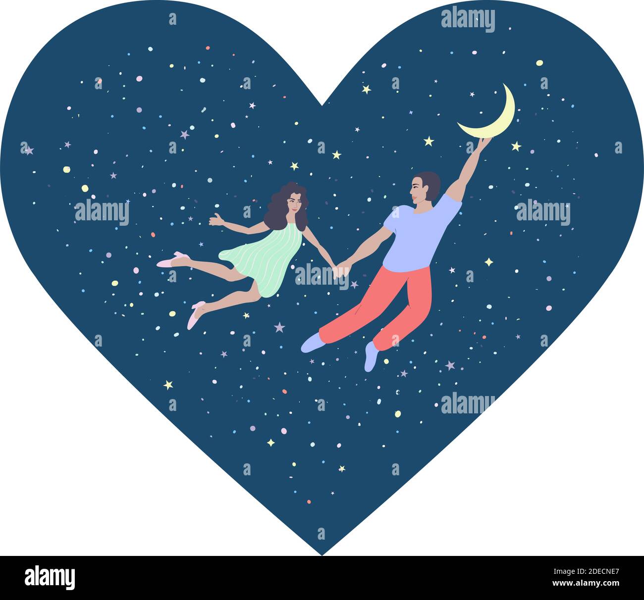 Couple romantic man woman moon Cut Out Stock Images & Pictures - Alamy