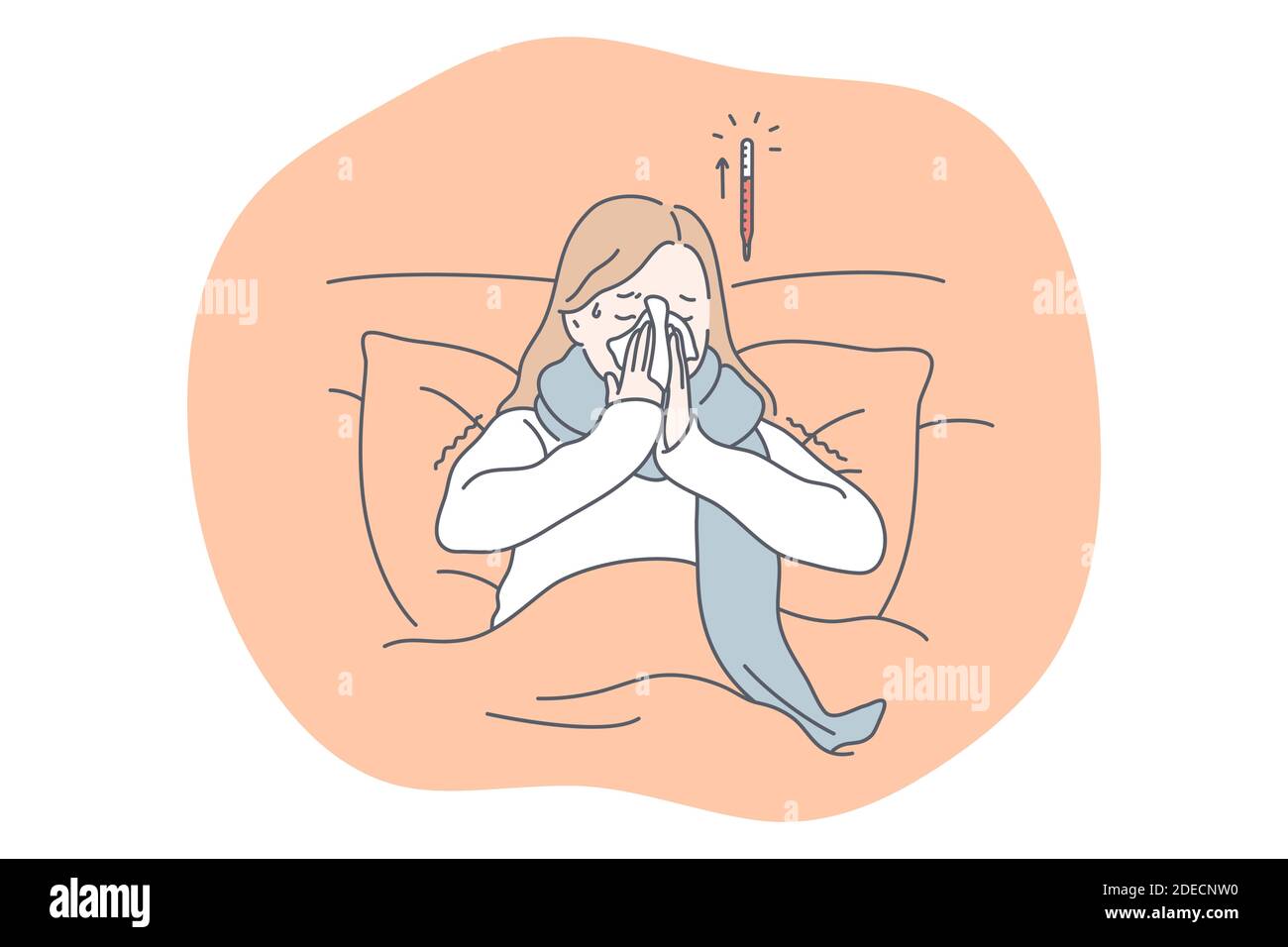 Feeling ill thermometer Stock Vector Images - Alamy