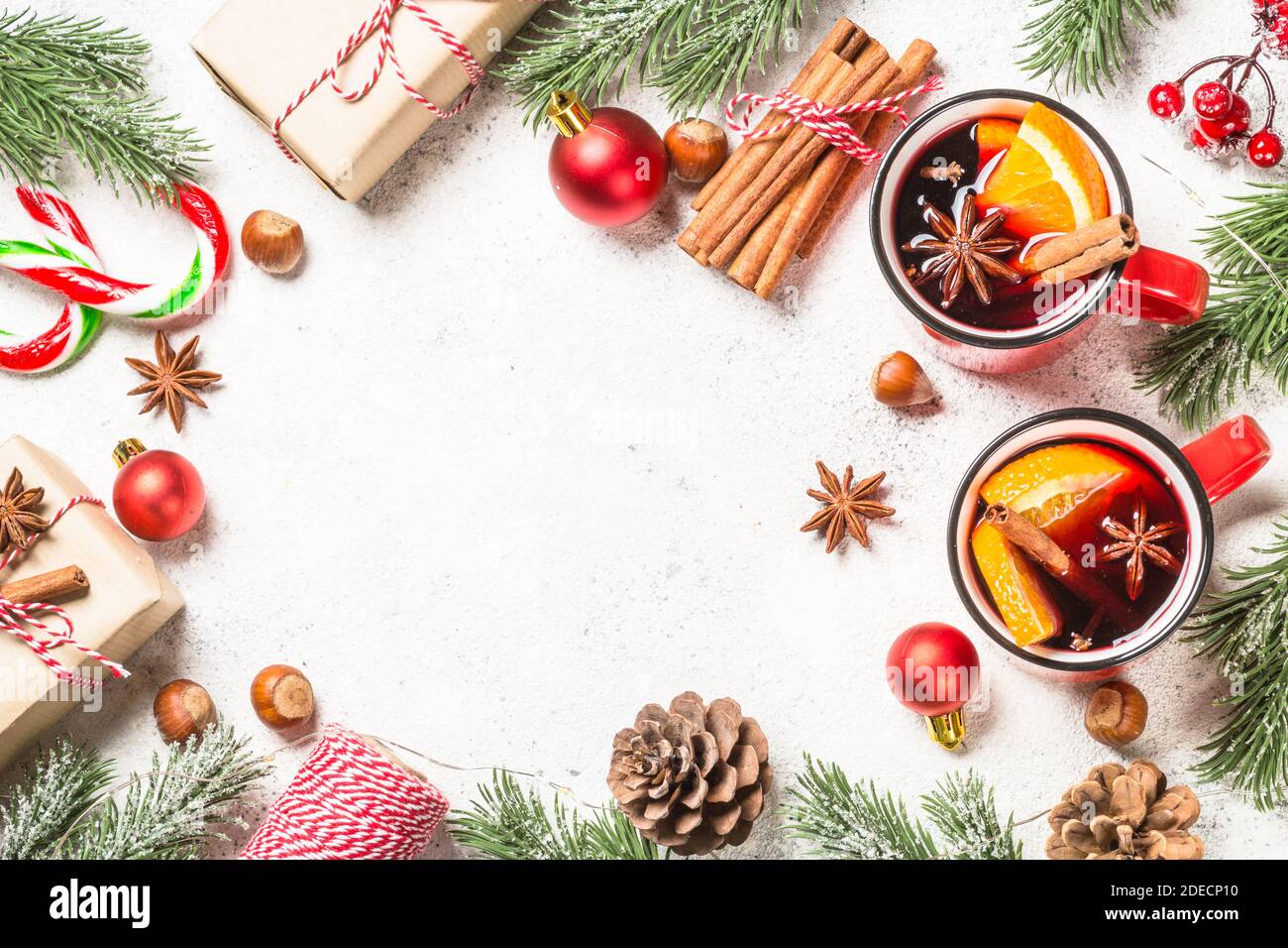 Christmas frame with christmas decorations Stock Photo - Alamy