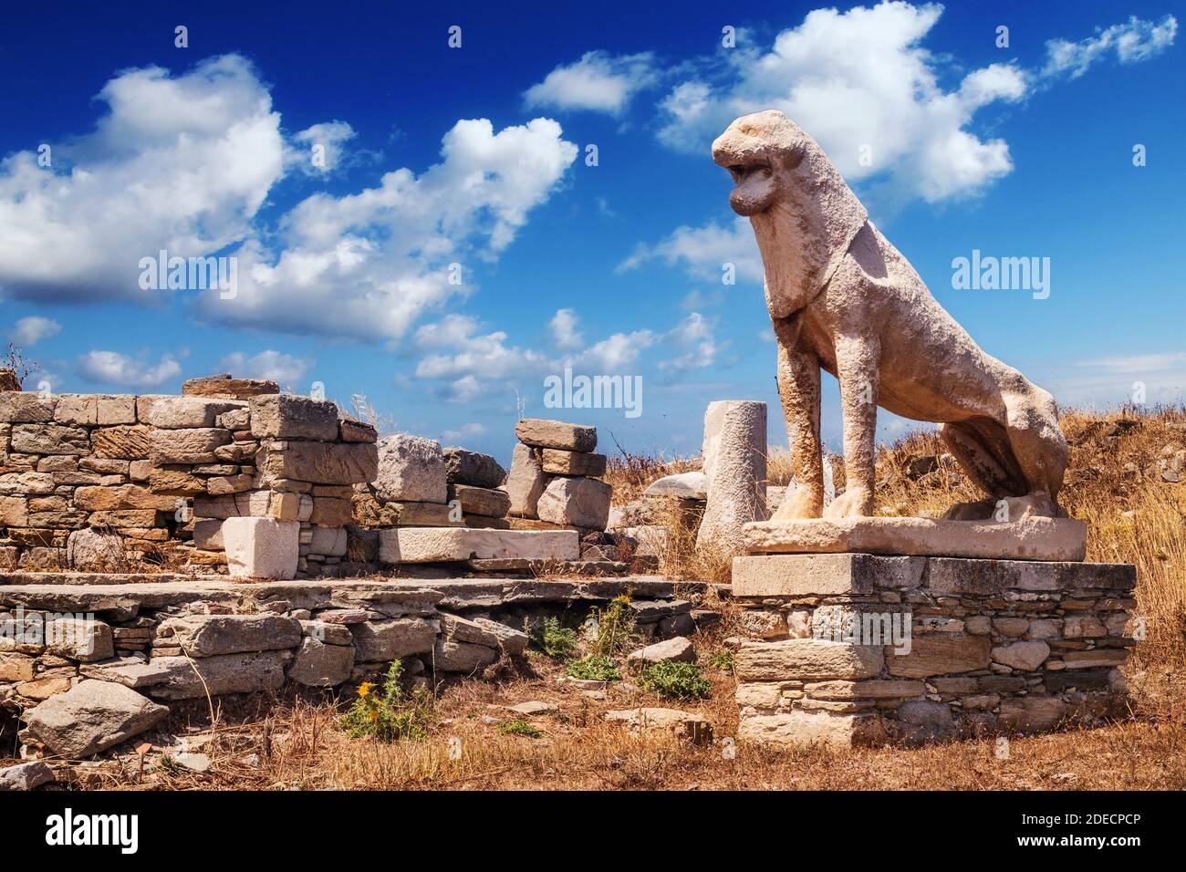 The Terrace of the Lions on Delos island, Greece Stock Photo - Alamy