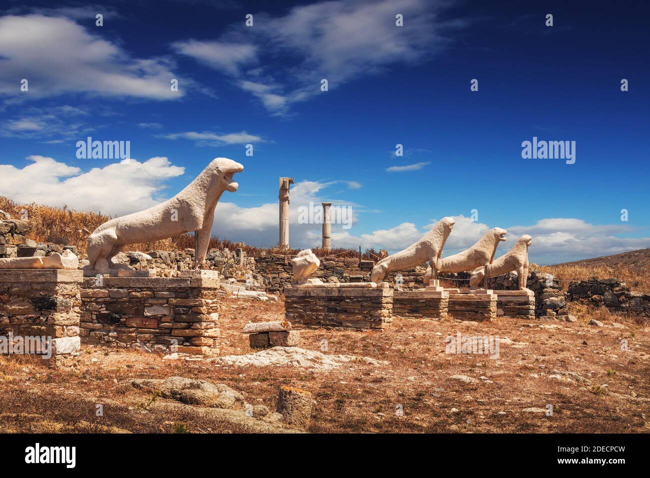 The Terrace of the Lions on Delos island, Greece Stock Photo - Alamy