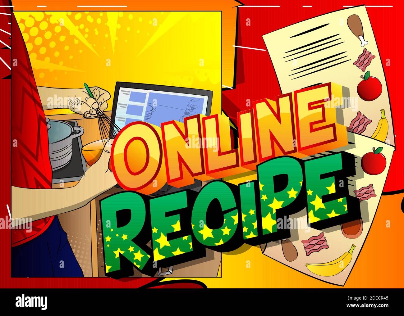 Comic book style poster for online cooking video blog, sharing recipe ...