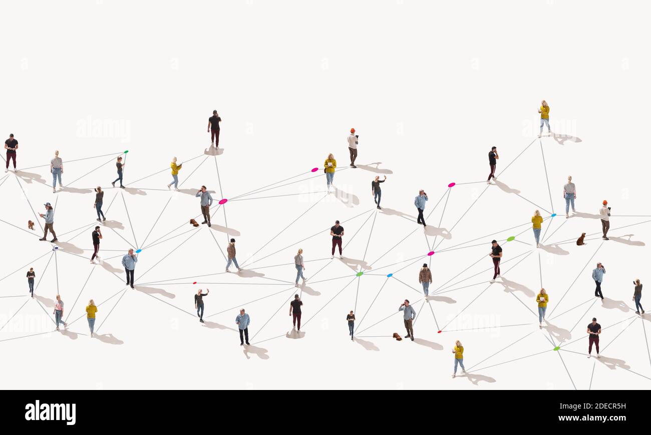 Aerial view crowd connected by lines hi-res stock photography and ...