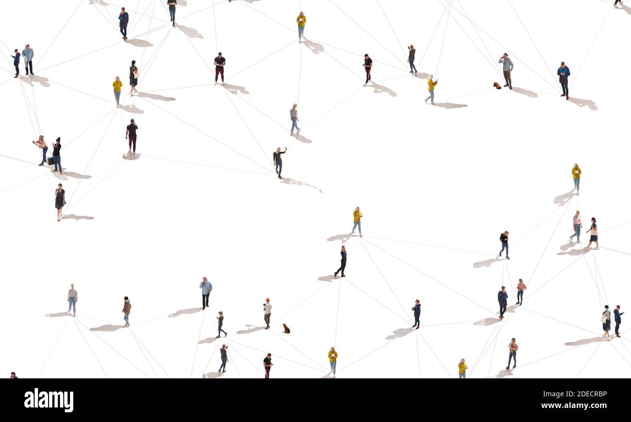 Aerial view crowd connected by lines hi-res stock photography and ...