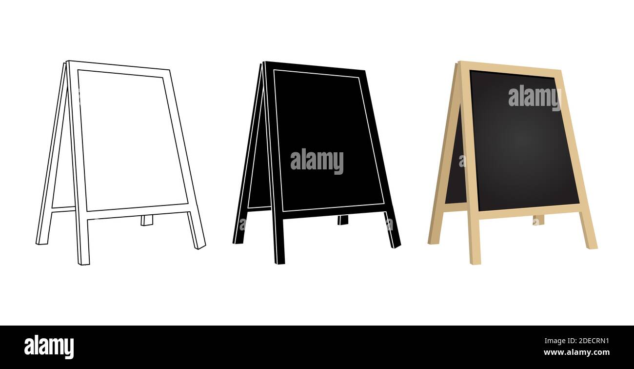 Street chalk board set. Illustration of Blank cafe Sidewalk billboard ...