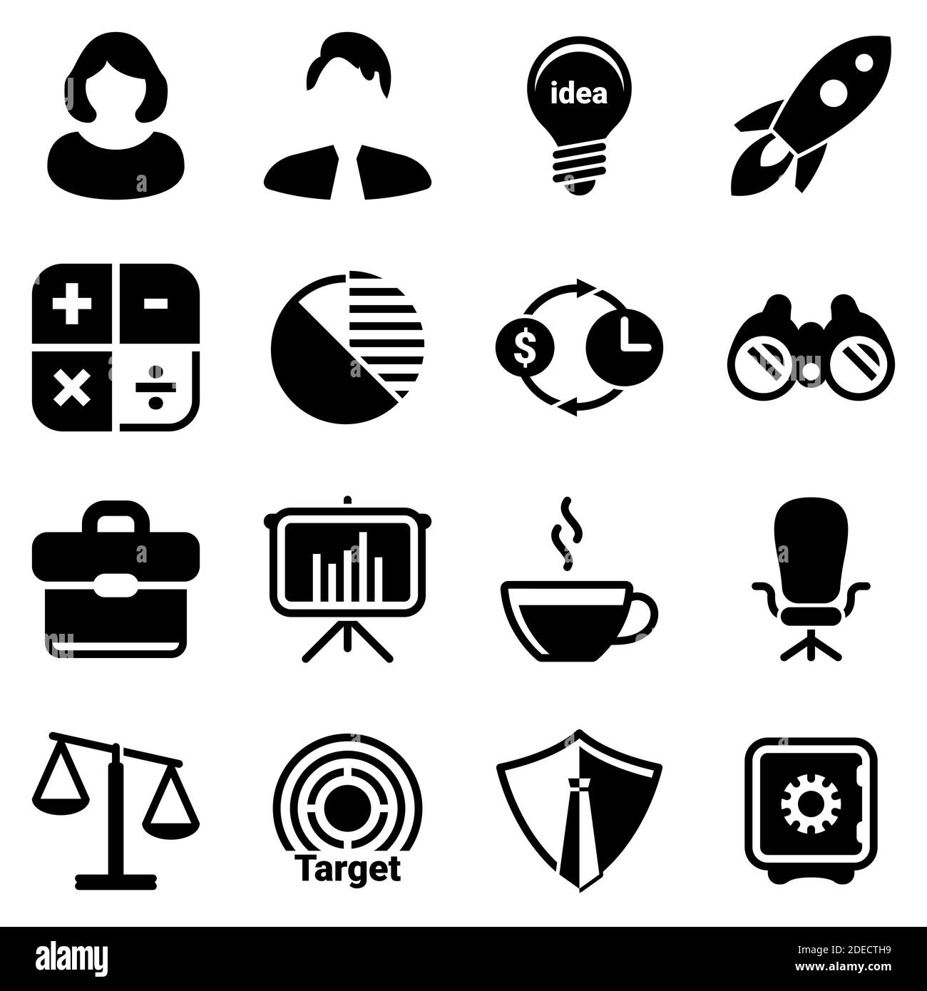 Set of simple icons on a theme businessman, business woman, foresight ...