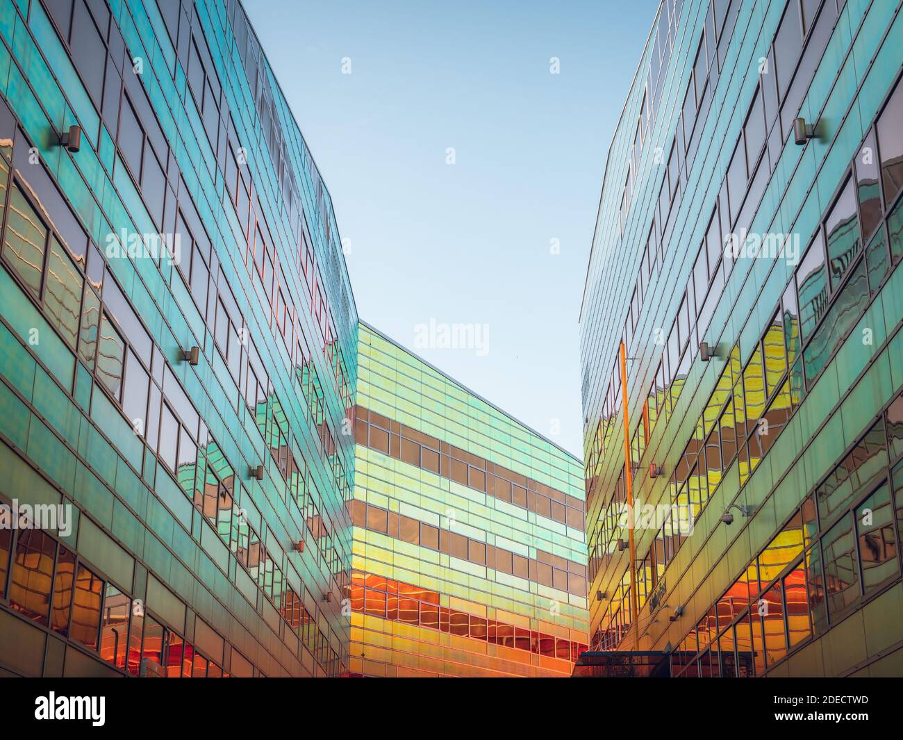 Colorful glass office building in the center of Almere, The Netherlands ...