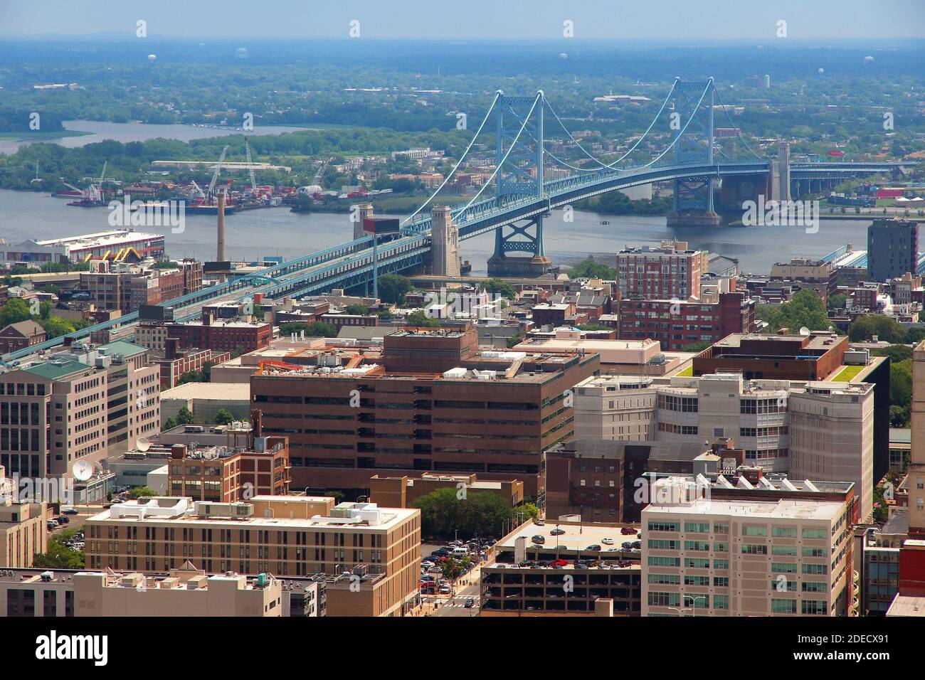 Benjamin Franklin Bridge in Philadelphia, USA. Delaware River crossing ...